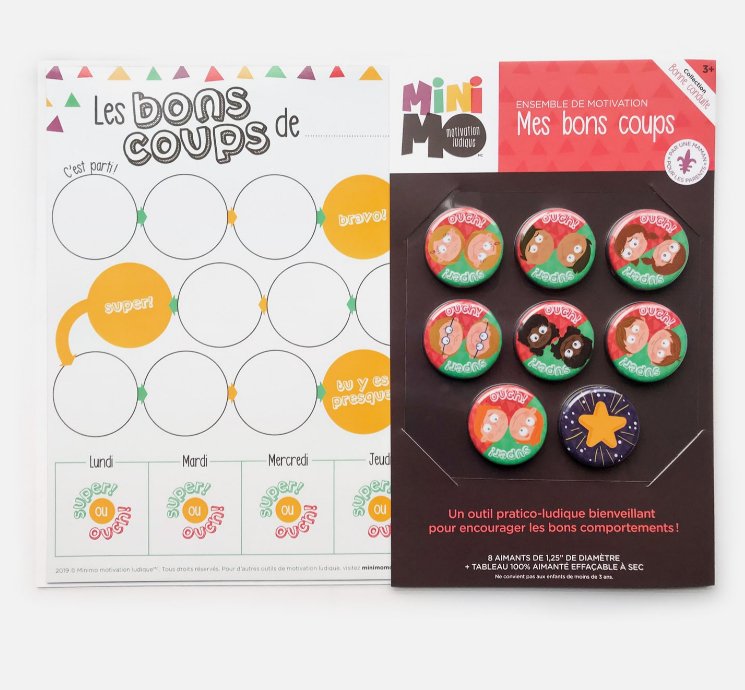Mes bons coups Tableau aimanté + 8 aimants - minimo – Boutique friperie ...